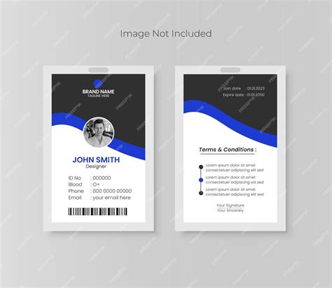 현대적인 기업 신분증 디자인과 사무실 직원 신분증 템플릿 프리미엄 벡터