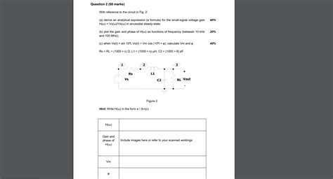 Solved Question 2 50 Marks With Reference To The Circuit