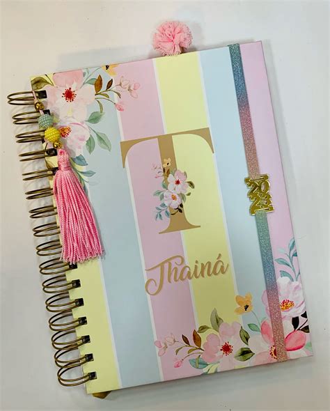 Diy Personalized Notebook Cover With Flowers And Tassels