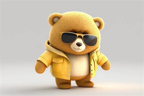 Premium Photo Funny Teddy Bear Wearing Sunglasses On A Light Color