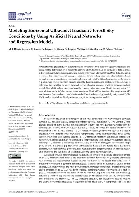 (PDF) Modeling Horizontal Ultraviolet Irradiance for All Sky Conditions by Using Artificial ...