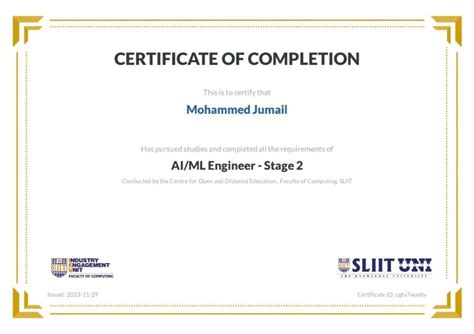 Ai Machinelearning Certification Sliit Artificialintelligence