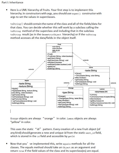 Solved Part I Inheritance Here Is A Uml Hierarchy Of