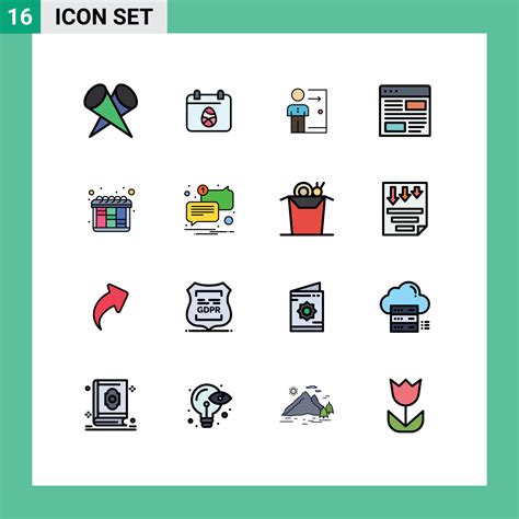 16 Thematic Vector Flat Color Filled Lines And Editable Symbols Of Development Application