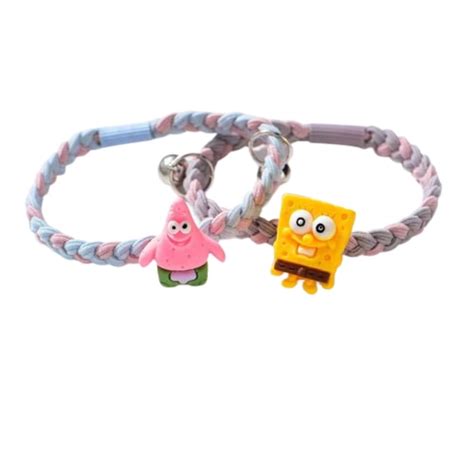 Set De Doua Bratari Impletite Pentru Prieteni Bff Model Cu Figurine Animate Din Sponge Bob