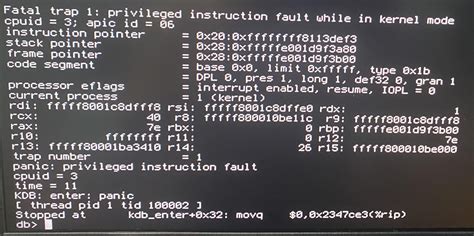 privileged instruction fault while in kernel mode r pfsense