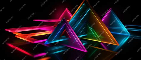premium photo triangular neon prism array