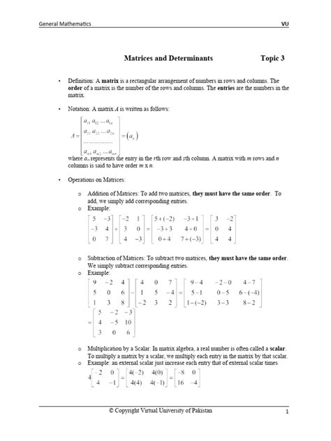 lec 8 mth100 matrices and determines pdf matrix mathematics