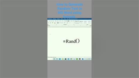 How To Generate Random Text In Ms Word Using Formula Write Random Paragraph In Microsoft Word