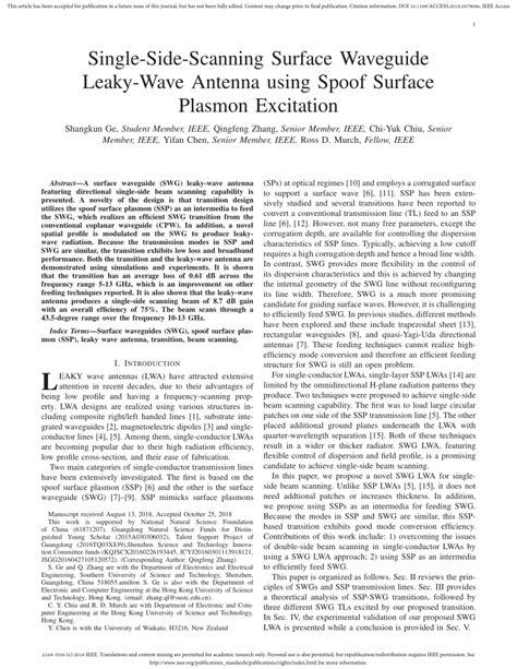 Pdf Single Side Scanning Surface Waveguide Leaky Wave Antenna Using