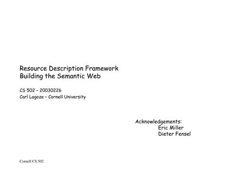 Ppt Resource Description Framework Building The Semantic Web