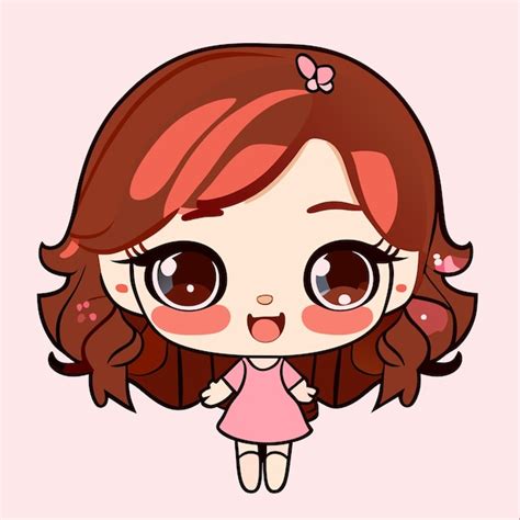 Cute Princess Chibi Girl Hand Drawn Cartoon Sticker Icon Concept