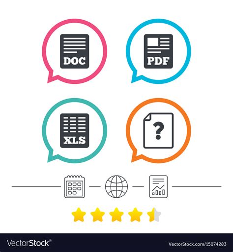 Document Icons Xls Pdf File Signs Royalty Free Vector Image