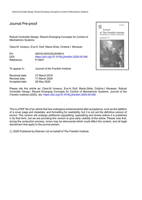 PDF Robust Controller Design Recent Emerging Concepts For Control Of Mechatronic Systems