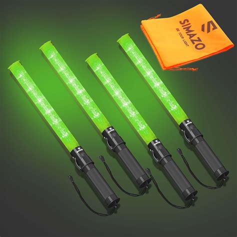 4 Pieces 21 Inch Signal Traffic Wand With 3 Flashing Modes And 6 Led Lights Traffic Safety Baton