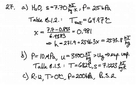 SOLVED Find The Missing Properties And Give The Phase Of The Substance A H O S KJ Kg K