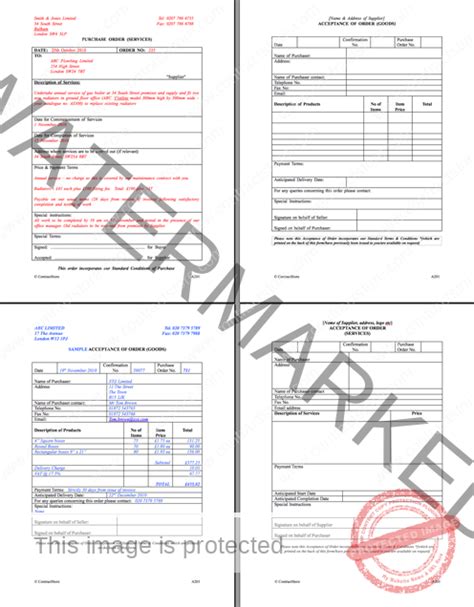 Purchase Order And Acceptance Of Order Forms