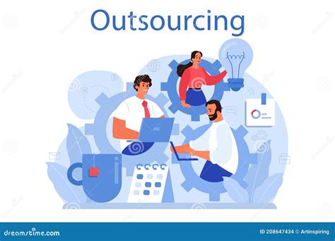 Outsourcing Concept Idea Of Teamwork And Project Delegation Stock Vector Illustration Of