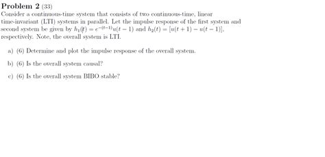 solved problem 2 33 consider a continuous time system that