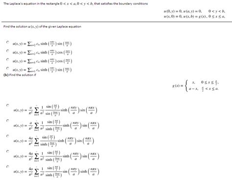 Solved The Laplaces Equation In The Rectangle 0
