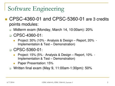 Ppt Software Engineering Cpsc 4360 01 Cpsc 5360 01 Lecture 1 Powerpoint Presentation Id