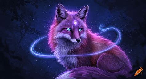 A Stylized Purple Anthropomorphic Leopard Woman With Glowing Eyes Dark
