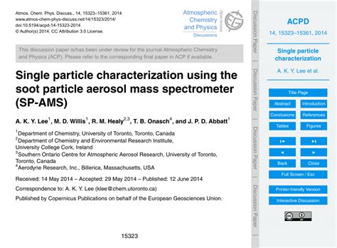 Pdf Single Particle Characterization Using The Soot Particle Aerosol
