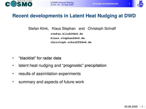 Recent Developments In Latent Heat Nudging At Dwd Ppt Download