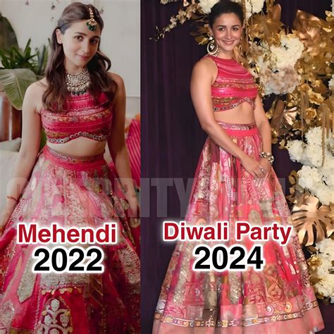 alia bhatt kapoor re wore her mehendi lehenga at manish malhotra s