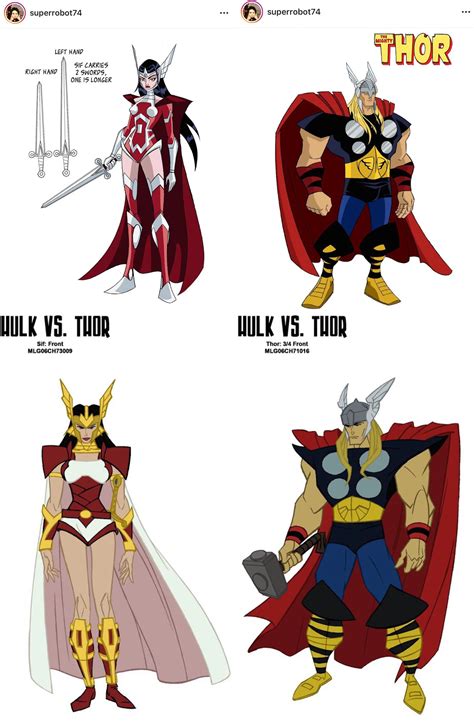Thor And Sif Designs From Avengers Earths Mightiest Heroes And Hulk Vs Movie Scrolller