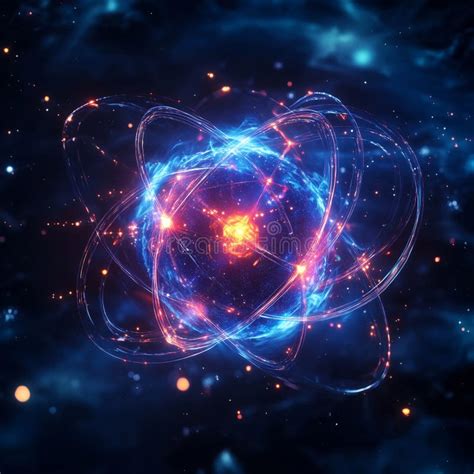 Atom With Rotating Electrons Energy And Matter Concept Background