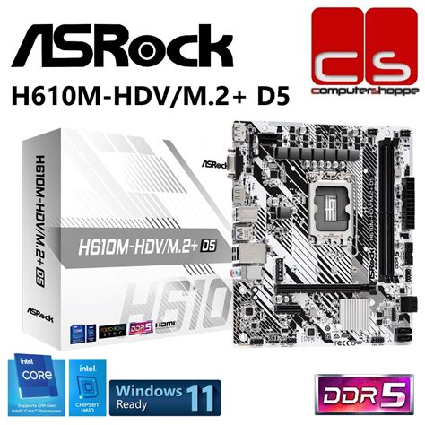 Asrock H610M-HDV/M.2+ D5 M-ATX Motherboard + Intel 12th & 14th Gen ...