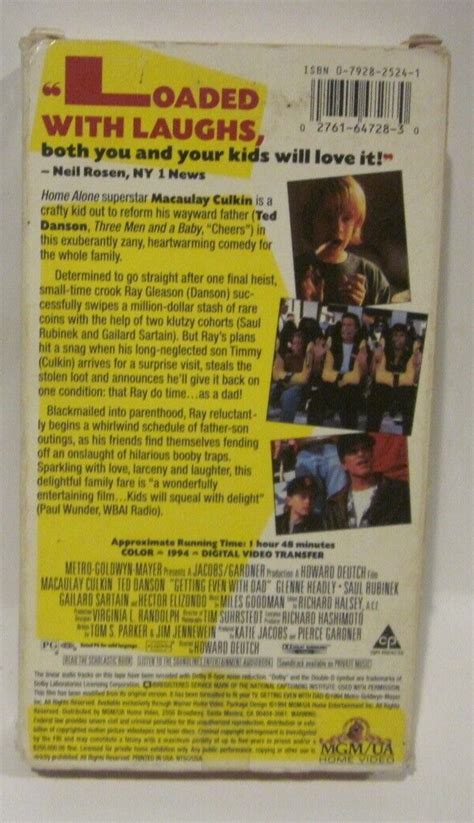 Getting Even With Dad VHS Macaulay Culkin Ted Danson EBay
