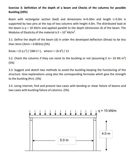 Solved Exercise 3 Definition Of The Depth Of A Beam And Chegg Com