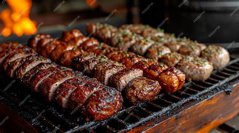 Premium Photo Traditional Brazilian Churrasco With A Variety Of