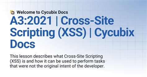 a3 2021 cross site scripting xss cycubix docs welcome to