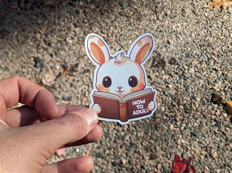 How To Adult Bunny Sticker Vinyl Glossy Funny Cute Kawaii Sticker For Bullet Journal