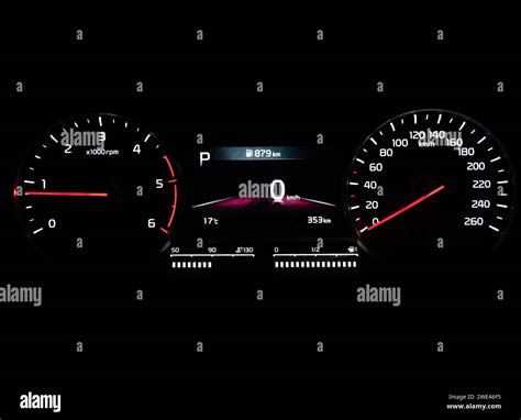 Close Up Shot Of Speedometer In Car Car Dashboard Dashboard Details With Indication Lamps Car