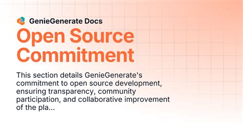 Open Source Commitment Geniegenerate Docs