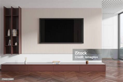 Tv 화면이 있는 현대적인 가정 거실 인테리어 장식과 창문이 있는 선반 0명에 대한 스톡 사진 및 기타 이미지 0명 3차원 형태 가구 Istock