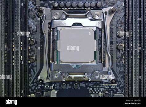 Close Up Hight Performance Cpu Processor Installed On Cpu Socket On Motherboard Of Computer