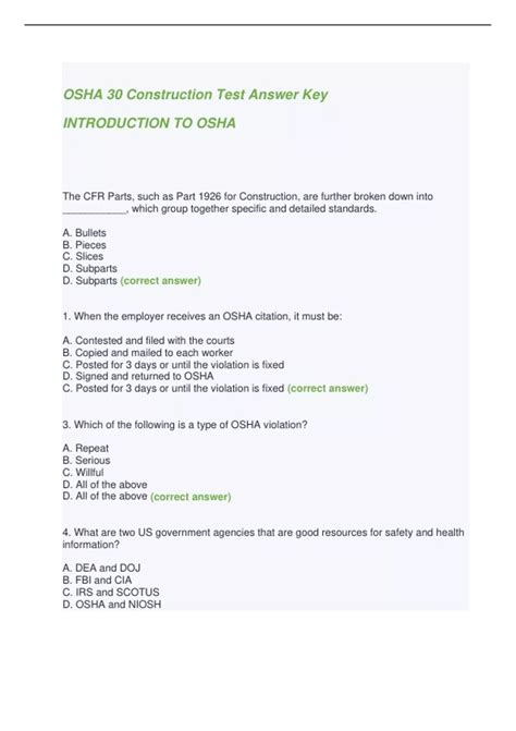 Osha 30 Construction Introduction To Osha Test Answer Key Osha 30 Construction Stuvia Us