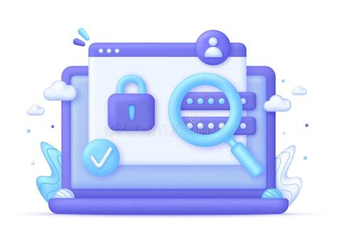 3d Computer And Protect Personal Data Cyber Security Concept Padlock And Password Icons Stock
