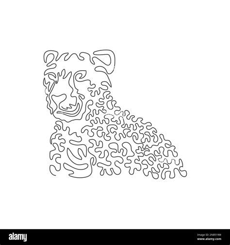 Single Curly One Line Drawing Abstract Art The Cheetah Eyeing Prey Continuous Line Draw