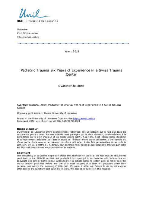 Pdf Pediatric Trauma Six Years Of Experience In A Swiss Trauma Center