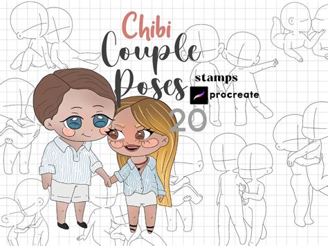 Procreate Chibi Couple Pose Stamp Brush Chibi Guides Procreate