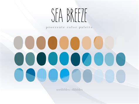 Sea Breeze Procreate Color Palette Handpicked Swatches Etsy