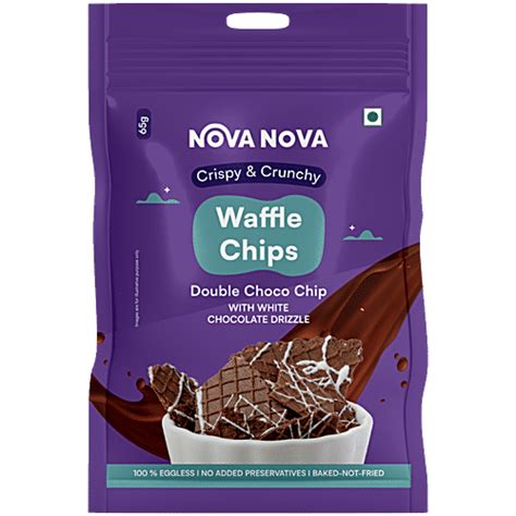 Buy Nova Nova Waffle Chips Double Choco Chip With White Chocolate Drizzle Online At Best Price