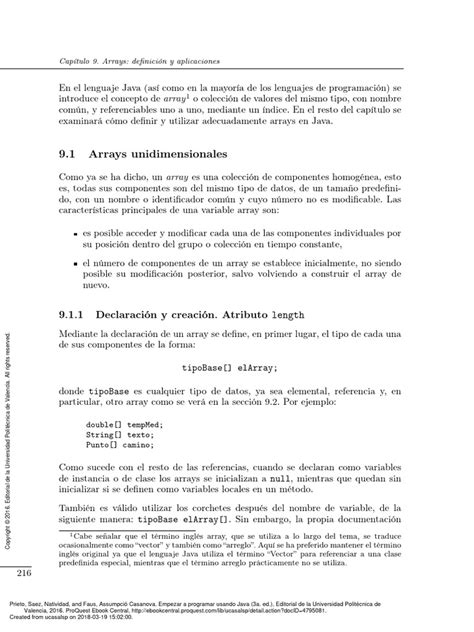 Empezar A Programar Usando Java 3a Ed 91 Arrays