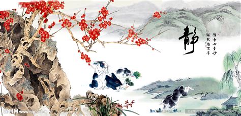 静字画设计图风景psd分层素材设计图库昵图网